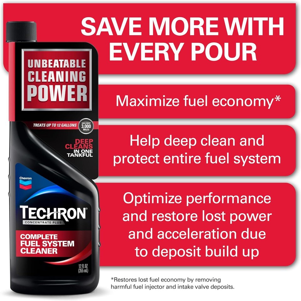 Chevron Techron Concentrate plus Fuel System Cleaner, 12 Oz, Pack of 1 ...