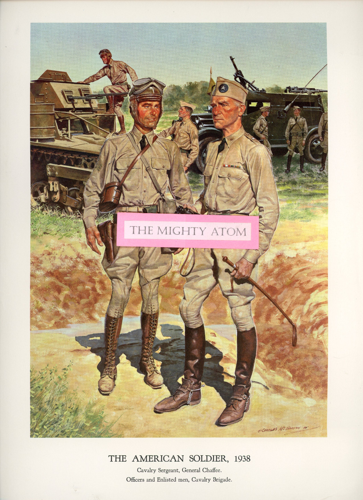 US ARMY ART PRINT BY CHARLES MCBARREN 1938 CAVALRY SERGEANT & GENERAL ...