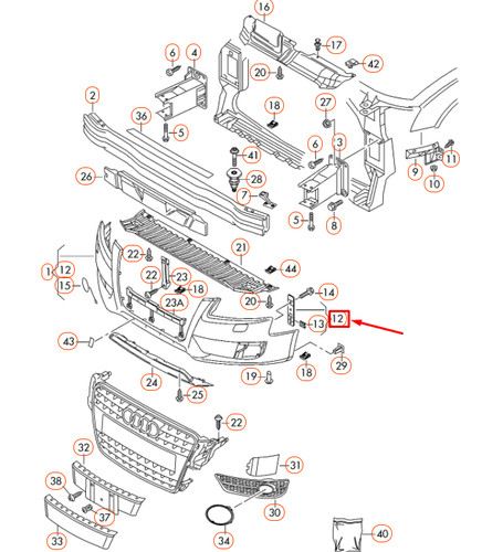 Genuine Audi A4 Strut Holder Recording Bumper Front Left LH 8K0807277 ...