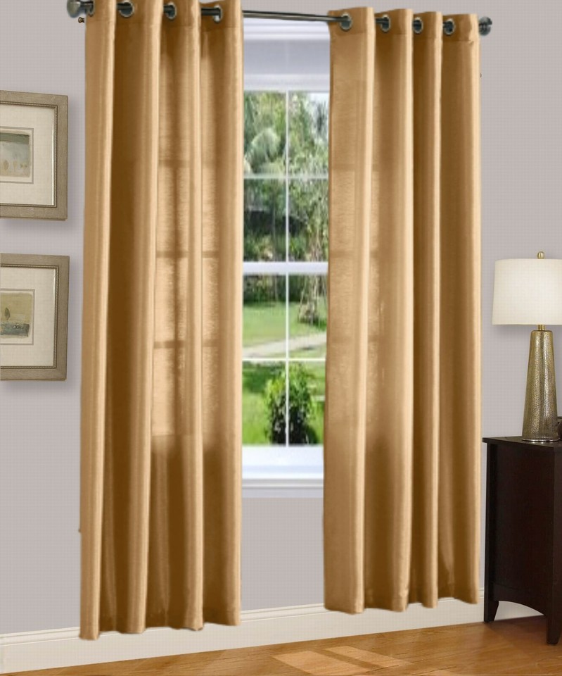 VERSATILE 2PC SET SOLID PANEL UNLINED WINDOW CURTAIN SEMI SHEER DRAPE ...