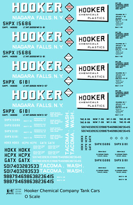 K4 O Scale Decals Hooker Chemical Tank Car White and Black Niagara ...