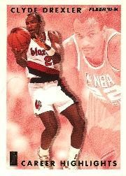 1993-94 Fleer Clyde Drexler #8 Drexler Right hand under ball left hand ...