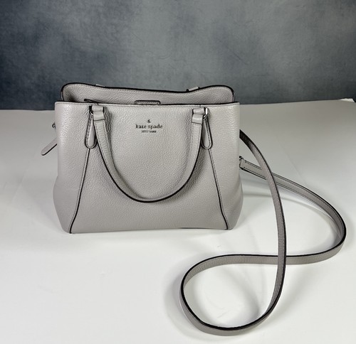 KATE SPADE Jackson Satchel Bag Medium Tote Pebble Leather Grey ...