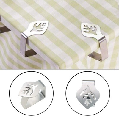 4/12x Table Cloth Clips Stainless Steel Leaf Shaped Cover Tablecloth ...
