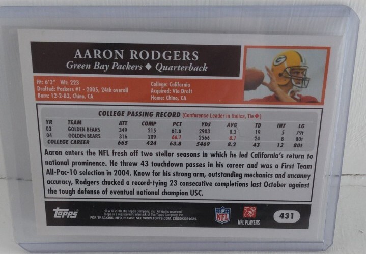 2010 Topps 50th Anniversary #431 Aaron Rodgers RC 2005 rookie reprint ...