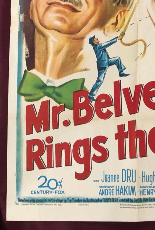 MR BELVEDERE RINGS THE BELL MOVIE POSTER ONE SHEET 1951 CLIFTON WEBB💲 ...