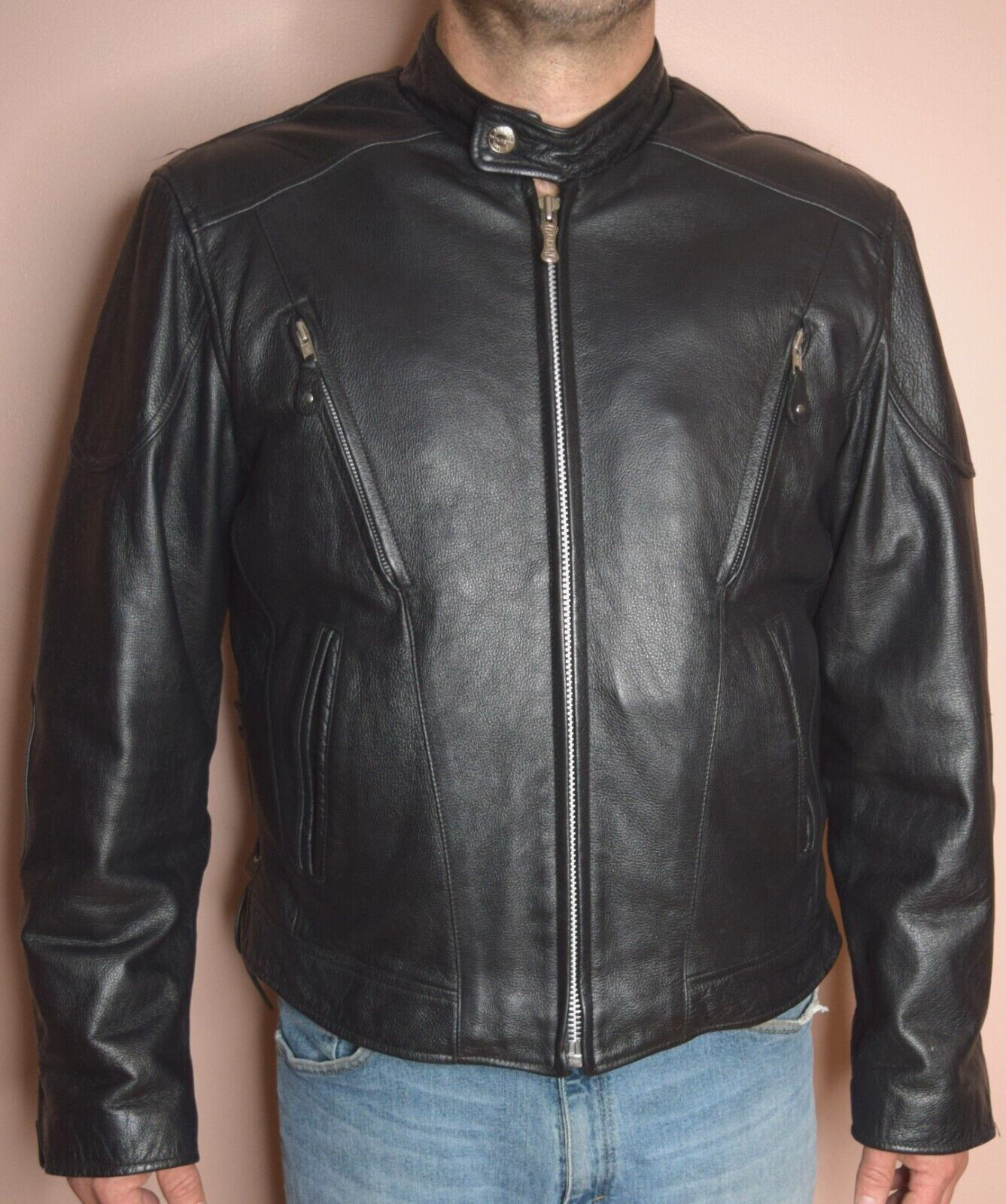WILSONS Black Leather Motorcycle Moto Cafe Jacket Ult… - Gem