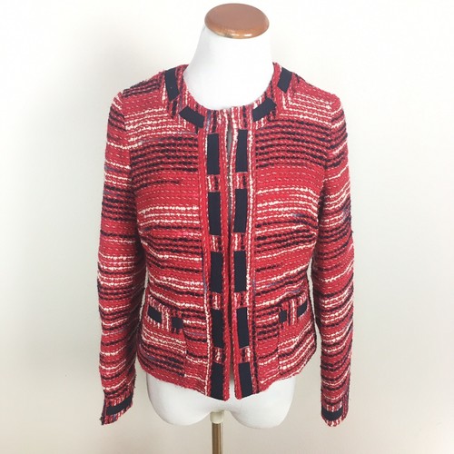 Milly Classic Boucle Tweed Red Jacket Texture Women’s Size 6 Small | eBay