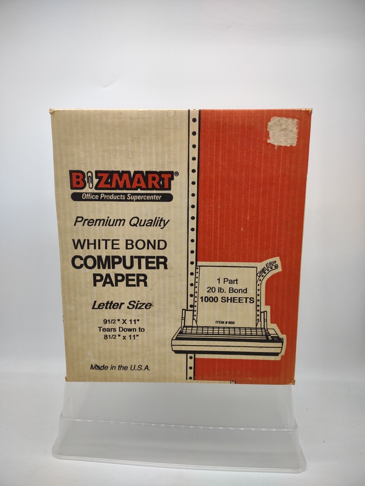 VINTAGE Computer Paper 1 Part White Bond 3 Hole 9-1/2 x 11 Sheets Box ...