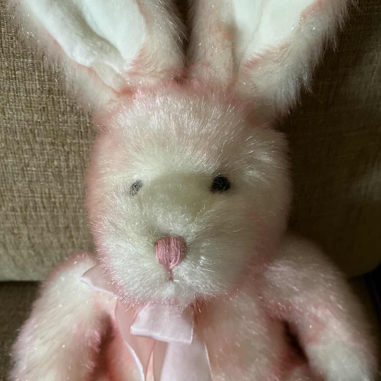 Russ Berrie RUFFLES BUNNY RABBIT 18” Sits 12” Plush Pink Sparkles | eBay