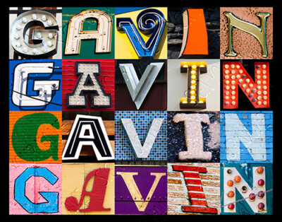 GAVIN Name Poster featuring photos of actual sign letters | eBay