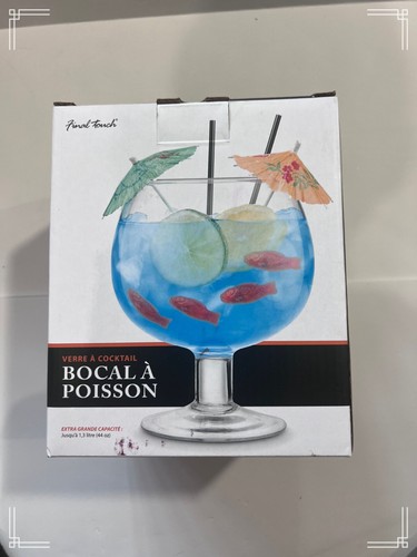 Fish Bowl Cocktail Glass with Decorative Umbrellas - 44 oz Extra Large ...