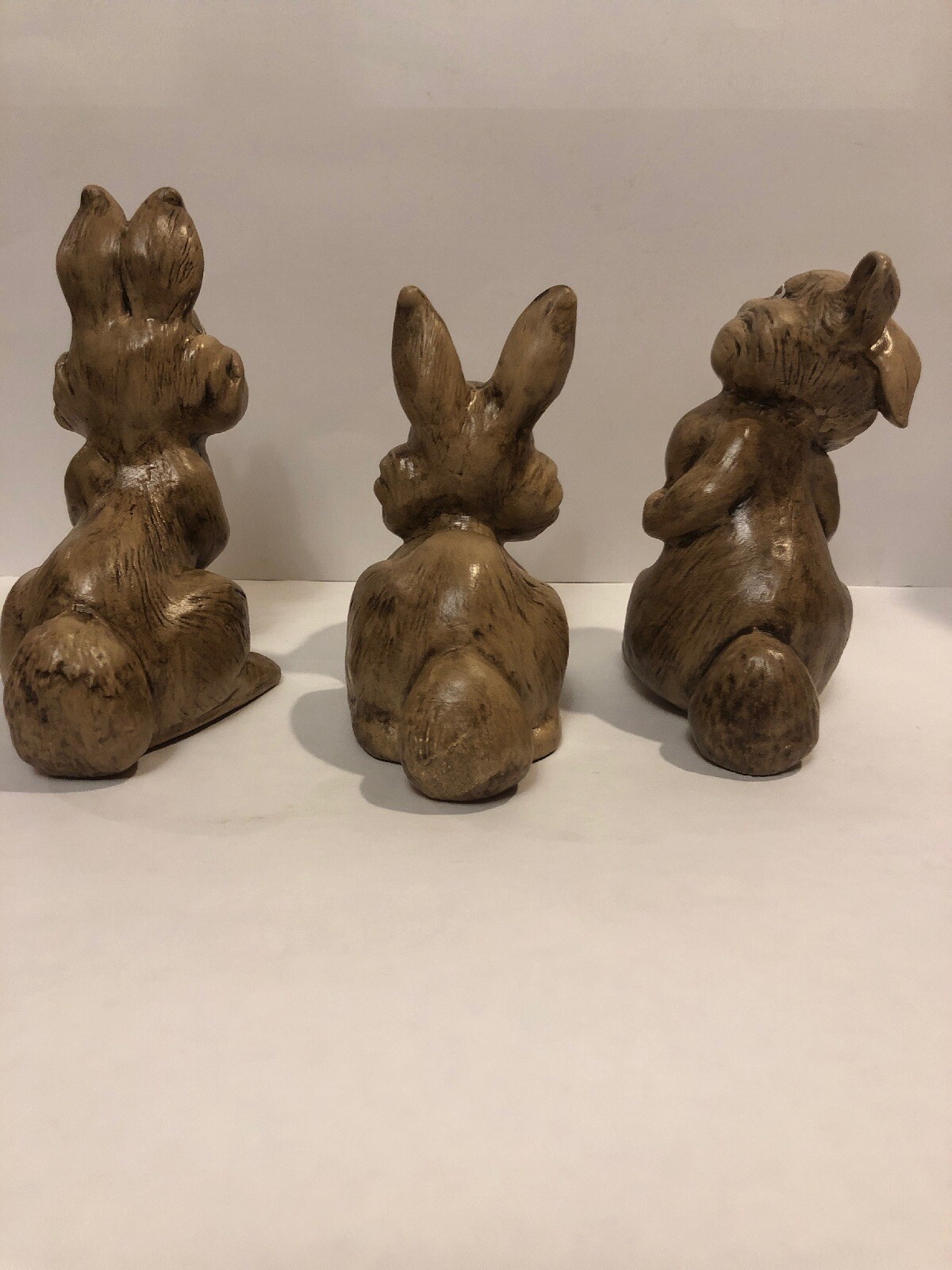 Vintage Ceramic Brown Bunny Rabbit Set of 3 Figurines | eBay