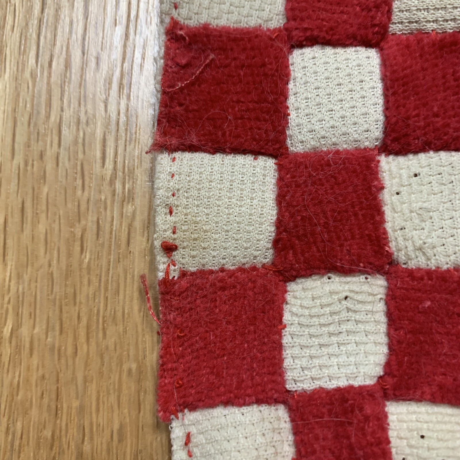 Checkered Granny Square Red White Bedspread Artisan Dollhouse Miniature ...