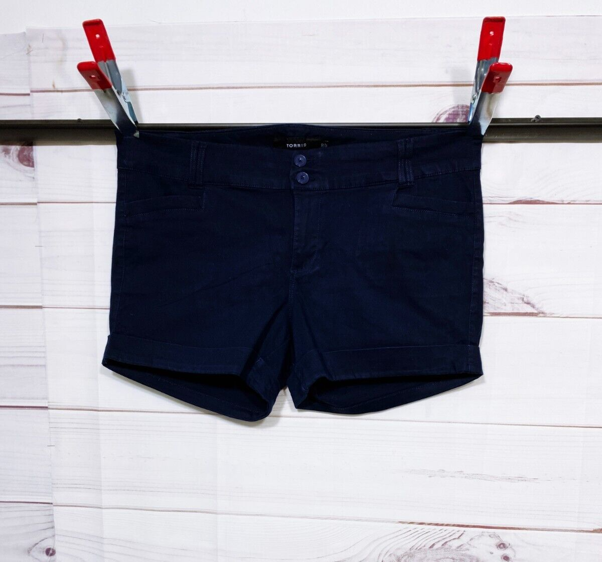 Torrid Womens Shorts Size 20 Blue Flat Front Mid-Rise Stretch Pockets ...
