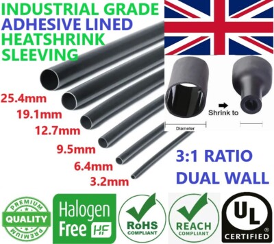 ADHESIVE HEAT SHRINK TUBING 3mm-25mm WEATHERPROOF HEATSHRINK SLEEVING 3 ...