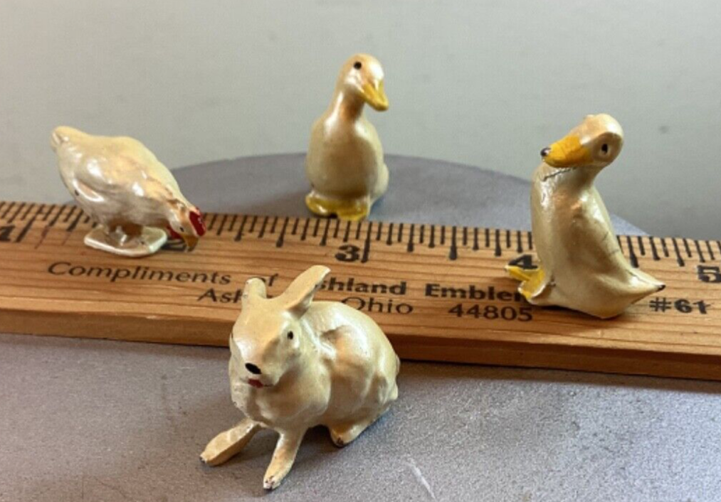 Miniature Painted Metal Farm Barnyard Animals LOT of 4 YELLOW | eBay