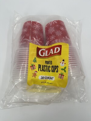 Glad Holidays Snowflake Red 18 oz Plastic Cups 30 Per Pack Plastic ...