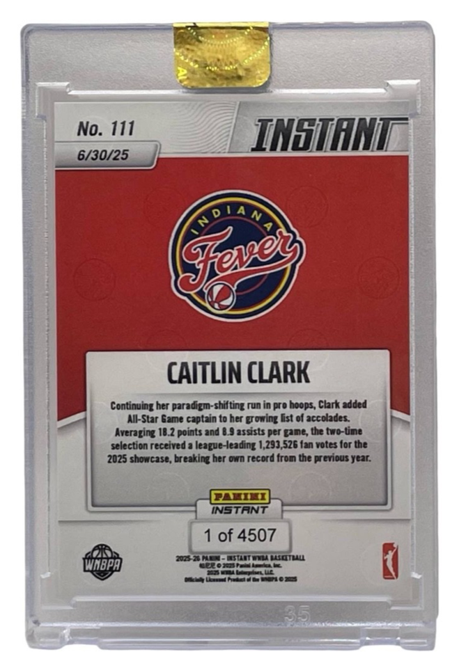 2025 Panini Instant WNBA #111 Caitlin Clark All Star Game Starter Fever ...