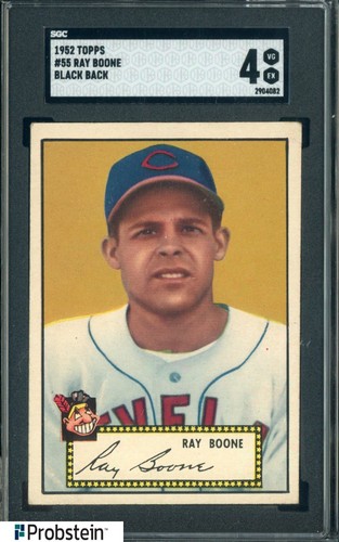 1952 Topps #55 Ray Boone Cleveland Indians Black Back SGC 4 VG-EX | eBay
