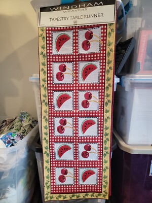 NWT Windham Weavers Tapestry Table Runner Watermelon Cherries | eBay