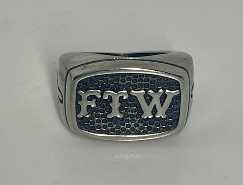 Mens Stainless Steel Biker Motorcycle Ring FTW Silver Size 7 | eBay