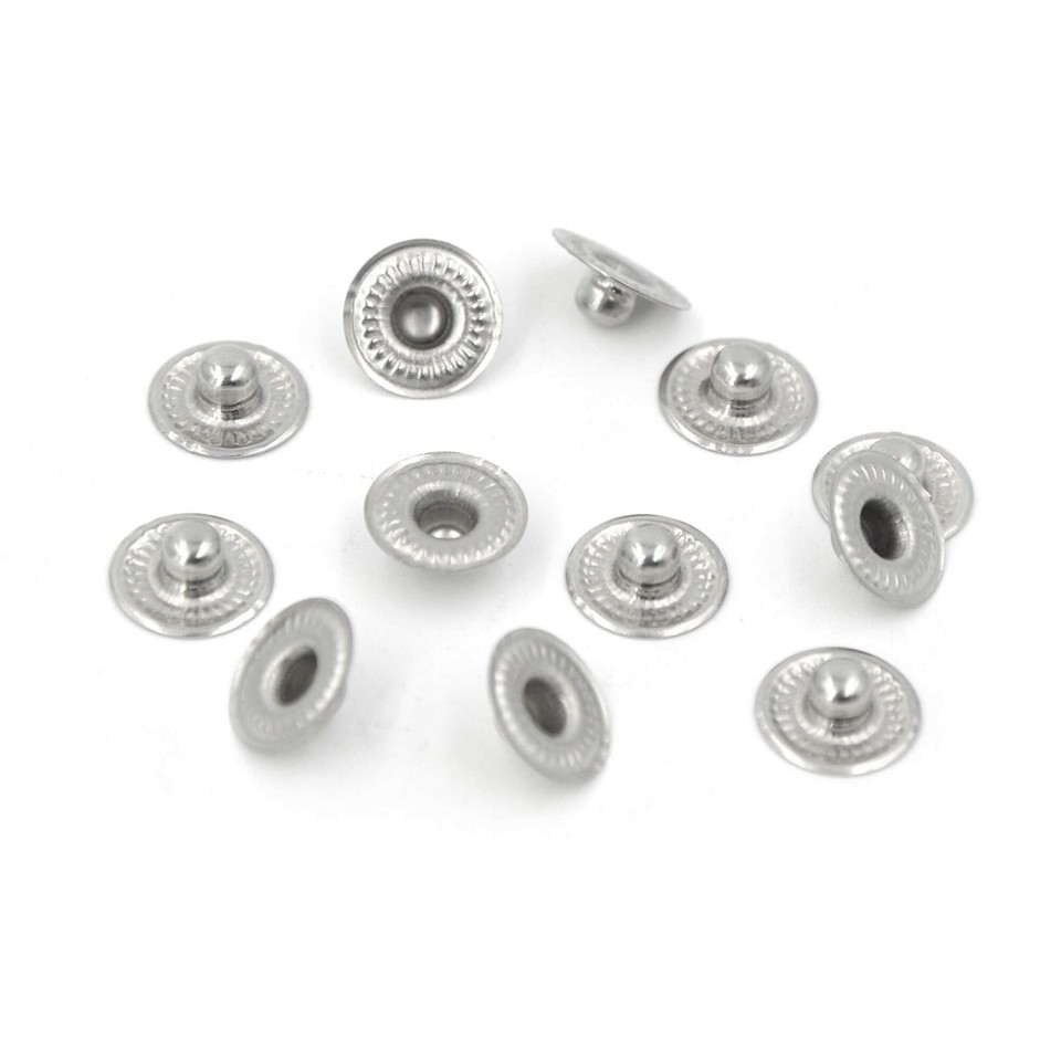 50 sets Metal Spring Snap Fastener Press Stud Snap Buttons Cap Size 10/ ...