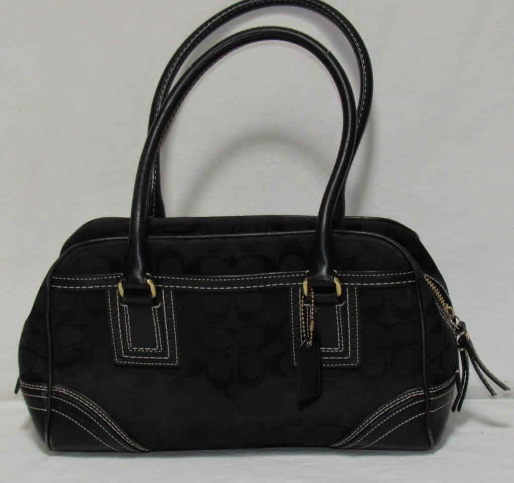 Coach A0771-10532 Black Signature Logo Canvas Leather… - Gem