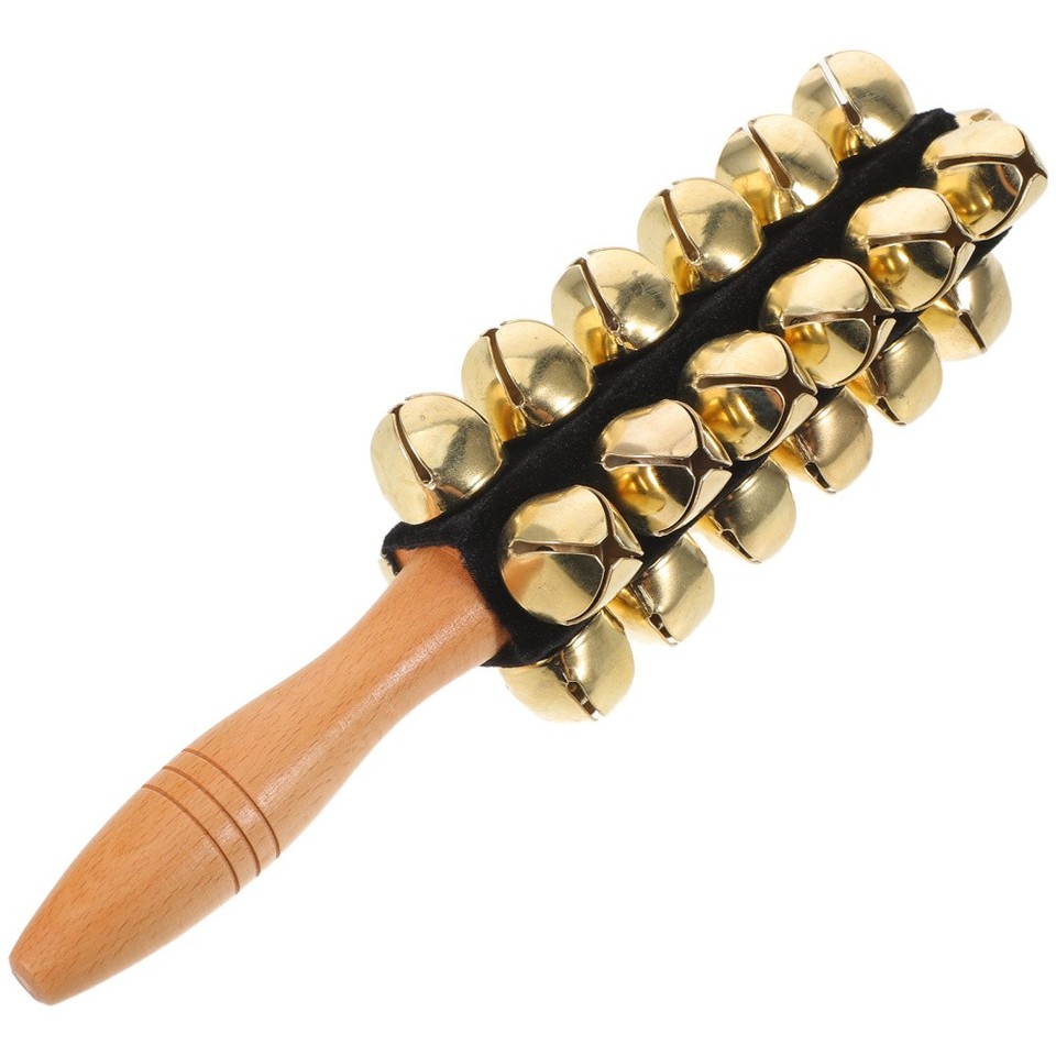 Christmas Hand Sleigh Bell Wooden Handle Jingle Bell Musical Instrument ...