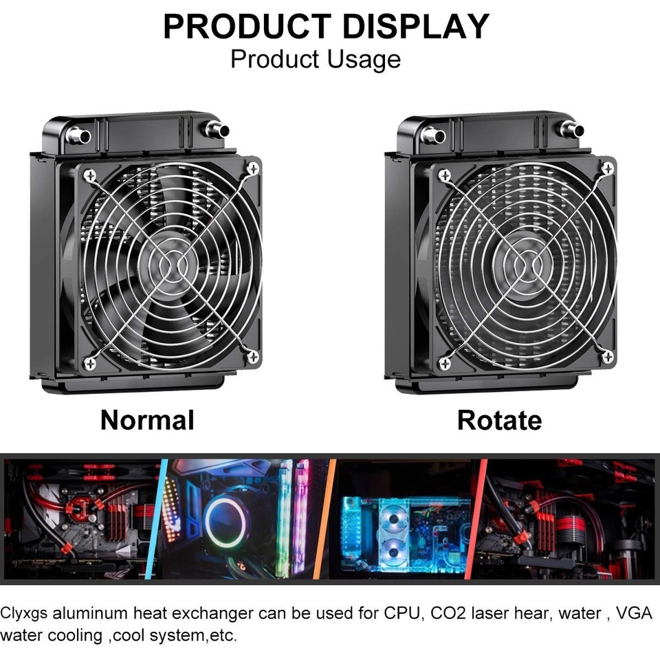 Clyxgs Water Cooling Radiator, 8 Pipe Aluminum Heat Exchanger Radiator ...