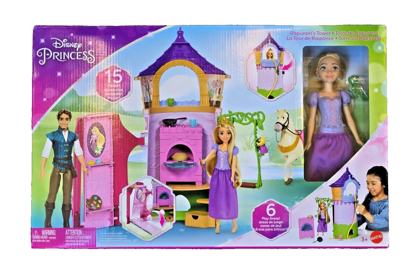 Tangled Disney Princess Rapunzel Posable Doll and Tower Playset 15 ...