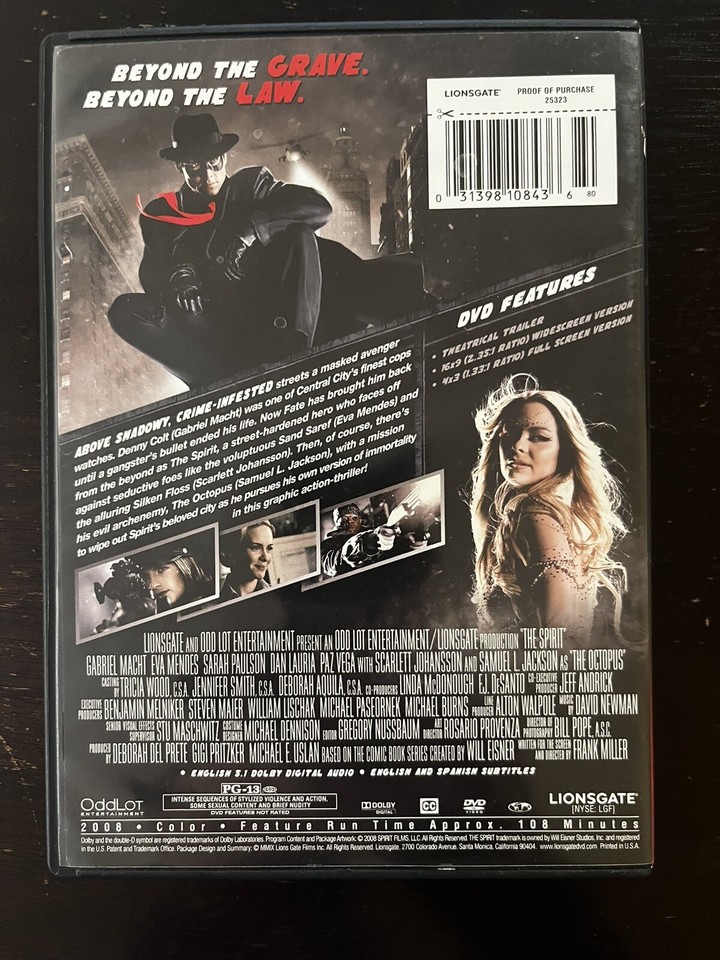 The Spirit (DVD, 2009, Widescreen and Full Screen Formats) 31398108436 ...