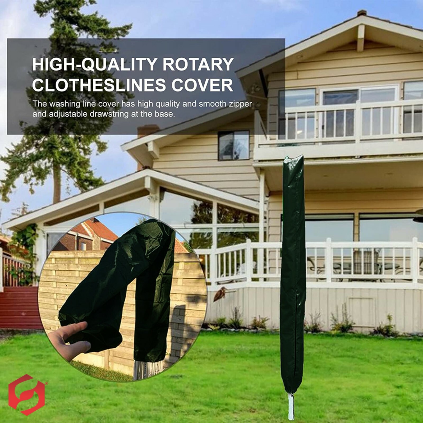 STRONG ROTARY WASHING LINE COVER CLOTHES AIRER DRIER PROTECT PARASOL ...