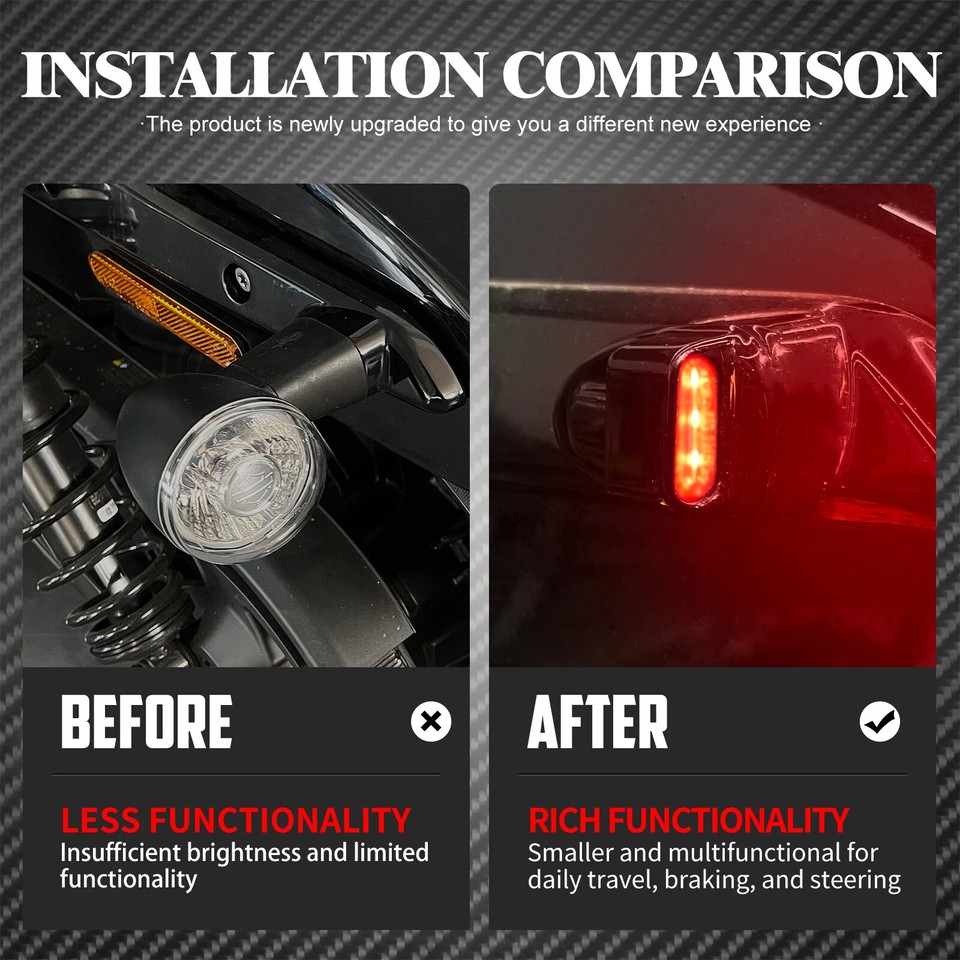 Motorcycle Led Indicator Lights Rear Turn Signal Brake Running Lamp E ...