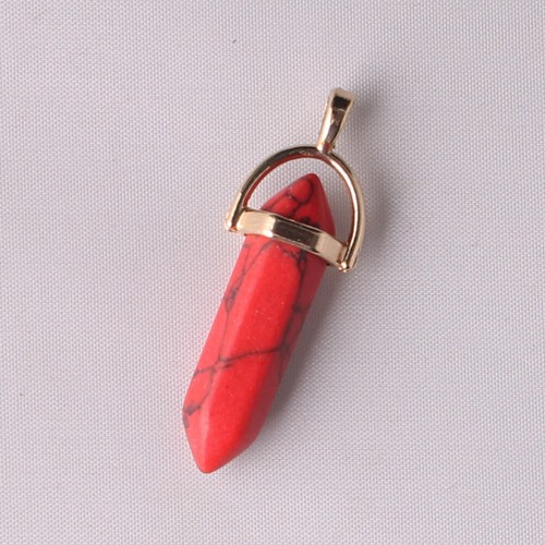Red Turquoise Stone 100pcs Hexagonal Column Pendants for Jewelry Making ...