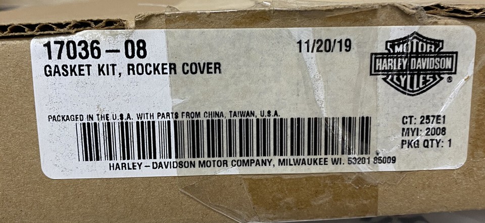 2008-2022 Harley-Davidson Rocker Cover Gasket Kit (Inc.) OEM #17036-08 ...
