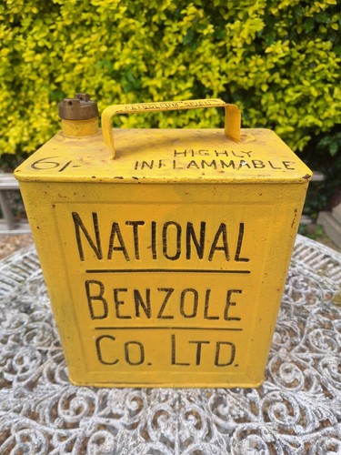Vintage 2 Gallon NATIONAL BENZOLE CO LTD Petrol Can & Brass Cap 1950 ...