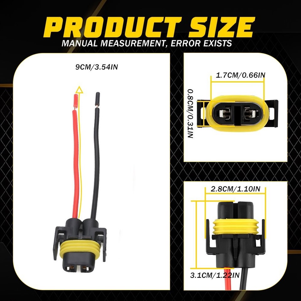 Wire Pigtail Female S H11 Two Harness Head Light Low Beam Socket ...