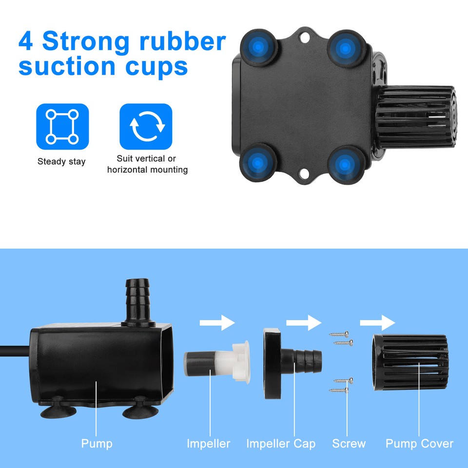 Aquarium Flow Adjustable Submersible Water Pump Hydroponic Pond ...