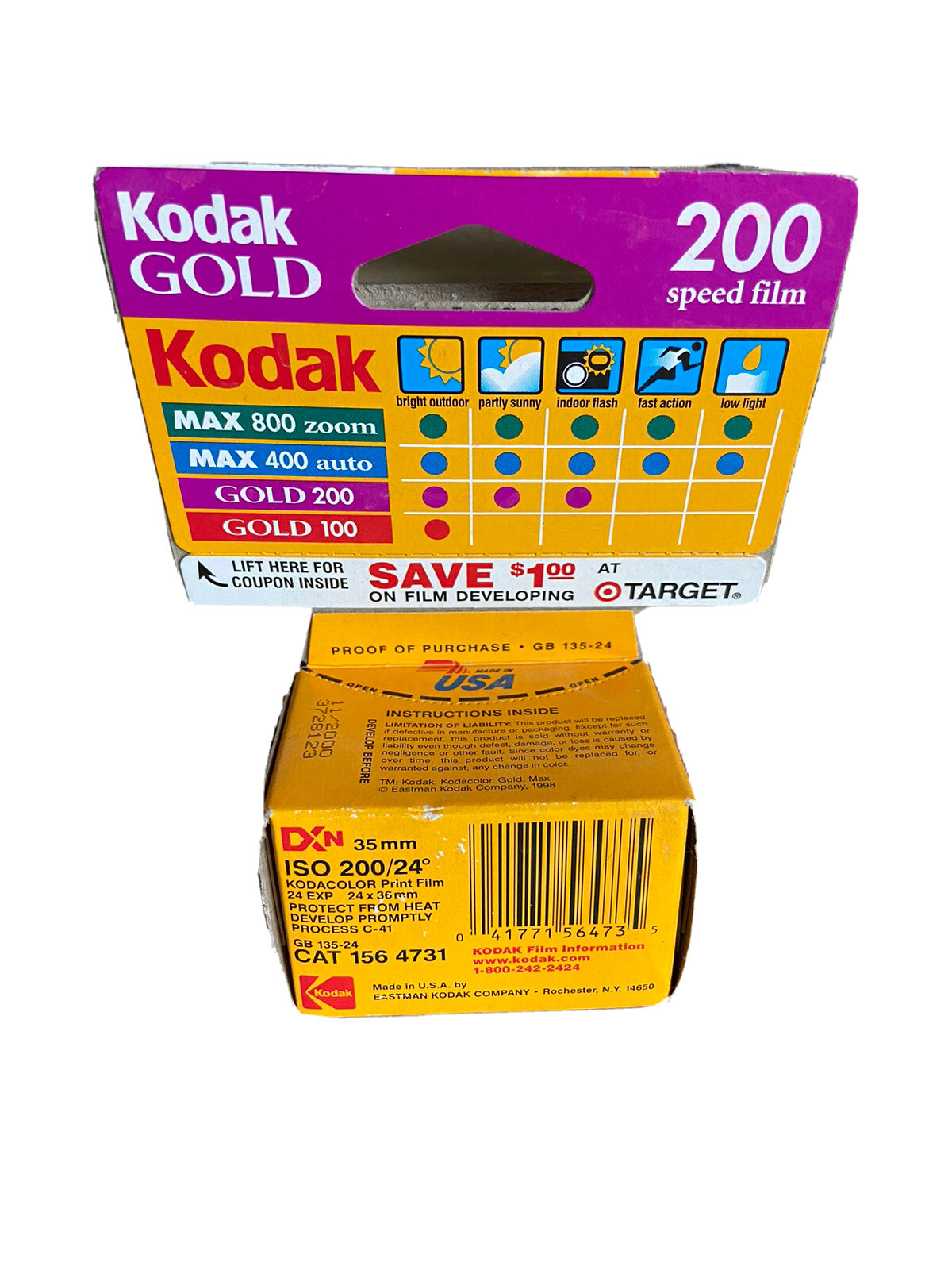 Vintage Kodak Kodacolor Film Gold 200 Speed 24 Exposures EXPIRED | eBay
