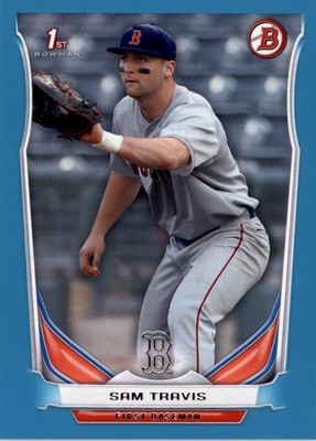 2014 Bowman Draft Blue Boston Red Sox Baseball Card #DP61 Sam Travis ...