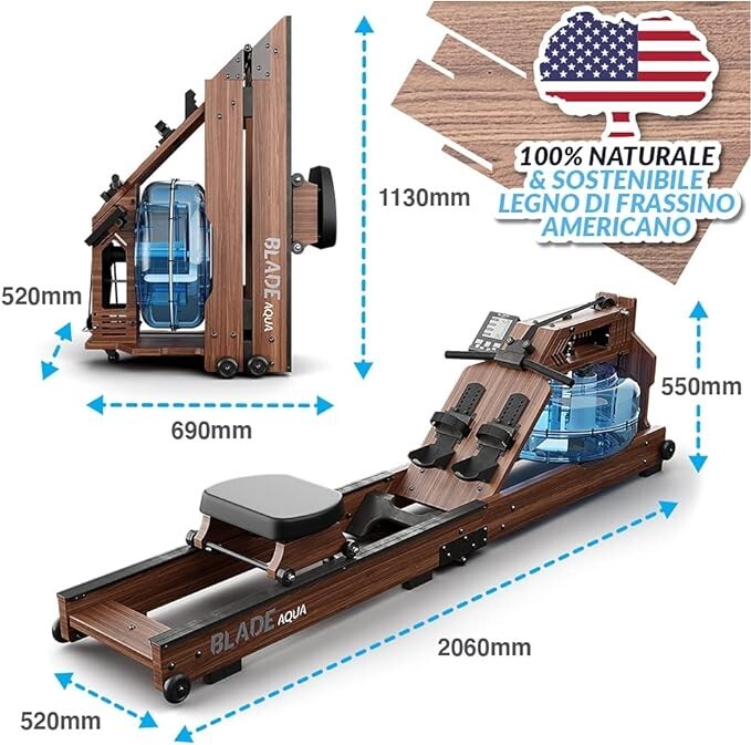 Bluefin Fitness Blade Aqua W-1, Water Rowing Machine, Foldable, Display ...