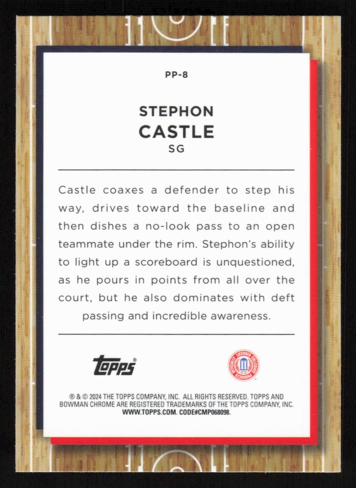 2023-24 Bowman University Chrome #PP-8 Stephon Castle Card TCCCX | eBay