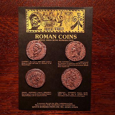 Set of 4 One-Sided Ancient Roman Coin Replicas •Educational Resource ...