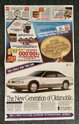 Vintage 1988 McDonalds U.S. Olympics Team Game Oldsmobile Cutlass Ad ...