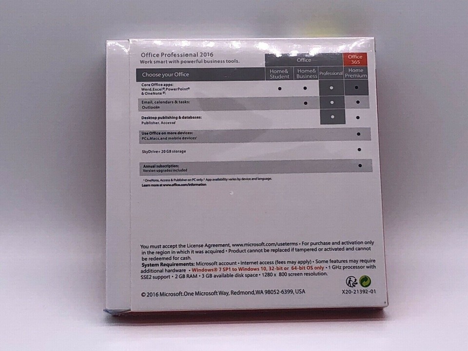 Microsoft Office 2016 Professional Windows English PC Key Card AND DVD ...