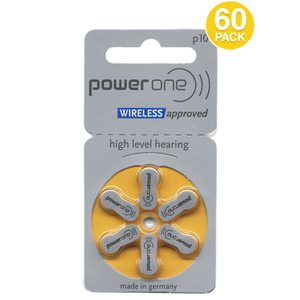 Power One Size 10 Mercury Free 1.45V Hearing Aid Batteries p10 PR70 (60 ...
