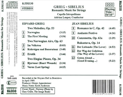 GRIEG, SIBELIUS: ROMANTIC MUSIC FOR STRINGS NEW CD 730099533027| eBay