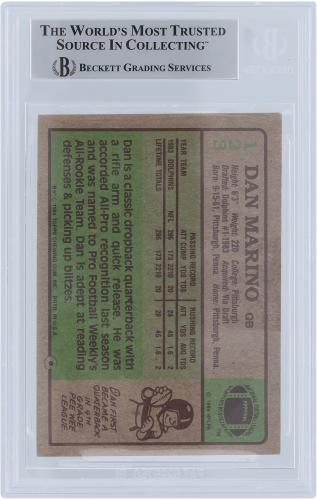 Dan Marino Miami Dolphins Signed 1984 Topps Series 1 #123 Beckett ...