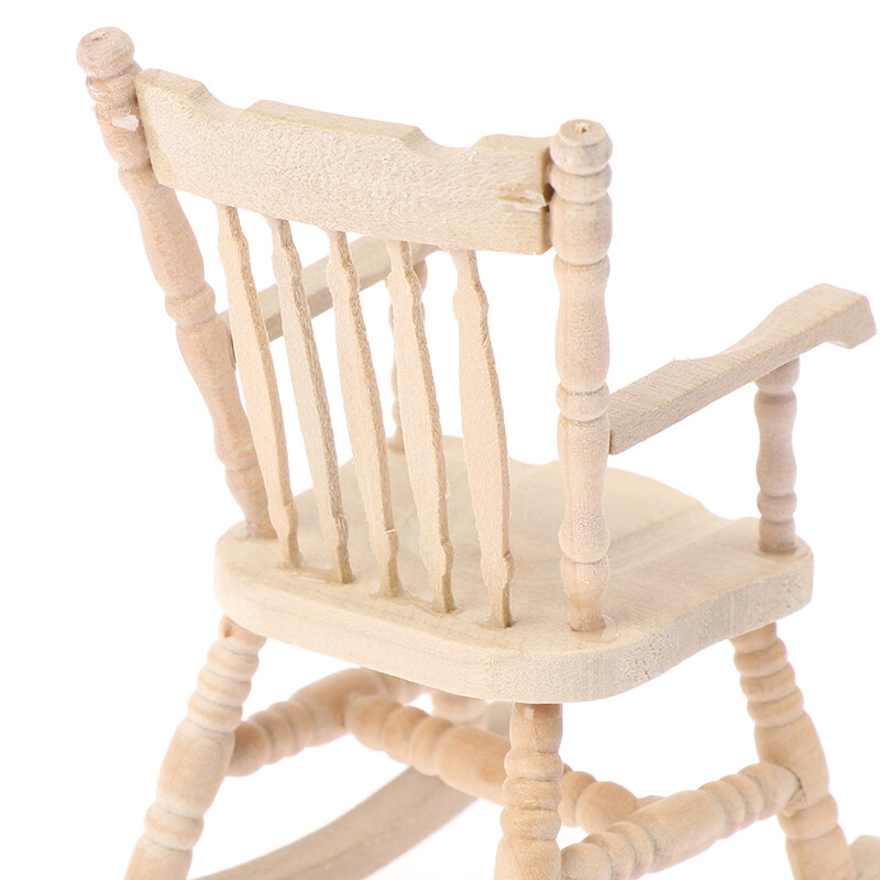 1/12 Dollhouse Miniature Wood Mini Rocking Chair Model Toy Furniture ...